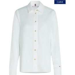 Tommy Hilfiger Curve Hemdbluse »CRV GOLD BUTTON VISCOSE LS SHIRT« in Großen Größen, goldfarbener Knopf, mit Logostickerei am Ärmel Ecru 54 54...