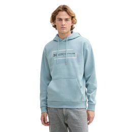 Tom Tailor Denim Hoodie mit großem Logoprint light grey mint M M Kapuzen-Sweatshirt von Tom Tailor Denim