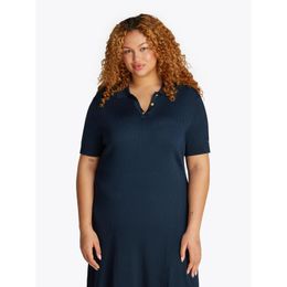 Tommy Hilfiger Curve Strickkleid »CRV RIB BTN F&F POLO SWT DRESS« in Großen Größen, Polokragen, Logostickerei Dark Night Navy 52 - N-Gr N-Gr 52...