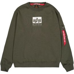Alpha Industries Sweatshirt »Satin Logo Sweater« dark olive XXL XXL Cooler Sweater von Alpha