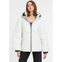 Mauritius Lederjacke »G2WEloisa OS« mit Kapuze mit kontrastfarenem Reißverschluss, Kapuze, Stehkragen white L