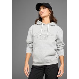 Kangaroos Kapuzensweatshirt, mit gestanztem Druck hell grau melange 40/42 40/42 Kapuzensweatshirt mit Kordelzug f&uuml;r individuellen Stil