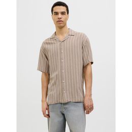 Jack & Jones JACK & JONES Kurzarmhemd »JJEENZO STRIPE RESORT SHIRT SS SN« mit Streifen Muster Crockery XS - N-Gr N-Gr XS Cooles Hemd von Jack & Jones
