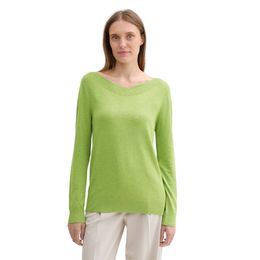 Tom Tailor Longpullover mit Rippbündchen pea green melange S (36) S (36) Pullover von Tom Tailor