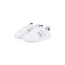 Tommy Hilfiger Sneaker »MODERN CUPSOLE STRIPES LTH«, Freizeitschuh, Halbschuh, Schnürer mit seitlichen Streifen weiß 41 41 Schnürer mit...