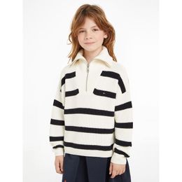 Tommy Hilfiger Troyer »STRIPE HALF ZIP SWEATER« Kinder bis 16 Jahre mit Logoprägung Blue Stripe 12 12 Pullover von Tommy Hilfiger für Mädchen