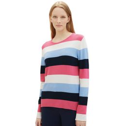 Tom Tailor Rundhalspullover mit feiner Struktur pink multicolor stripe XS (34) XS (34) Pullover von Tom Tailor
