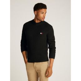 Tommy Jeans Rundhalspullover »TJM REG BADGE TEXTURED CNECK EXT« in Unifarbe Black L L Pullover von Tommy Jeans