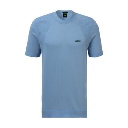 BOSS Green Herren BOSS Green Rundhalspullover &raquo;Momentum Lite T24&laquo; mit Strukturmix blau XXL
