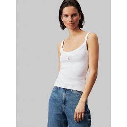 Calvin Klein Jeans Spaghettitop &raquo;WOVEN LABEL RIB TANK&laquo; mit Logopatch Bright White XS (34) XS (34) Top von Calvin Klein Jeans Womanswear
