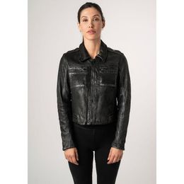 Mauritius Lederjacke »2Wmarin STR« mit Kapuze mit Schulterklappen, mit Brusttaschen, mit Nieten black XS
