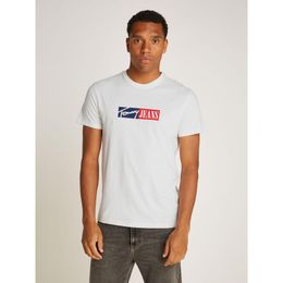 Tommy Jeans Plus Herren Rundhalsshirt &raquo;TJM SLIM ENTRY GRAPHIC TEE EXT&laquo; in Gro&szlig;en Gr&ouml;&szlig;en beige 3XL