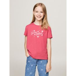 Tommy Hilfiger T-Shirt »TOMMY SCRIPT GLITTER TEE SS« mit großem Logodruck Heritage Pink 4 (104) 4 (104) Kurzarm-Design ideal für den Sommer
