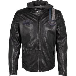 Mauritius Lederjacke »GMTinon« mit Kapuze im lässigen Bikerstyle, mit Badges, Reißverschluss black II 4XL
