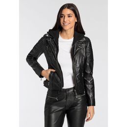 Mauritius Bikerjacke »GGSamila OT« mit Kapuze mit abnehmbarem Kapuzen-Sweateinsatz & aufwendigen Biker-Details black XL