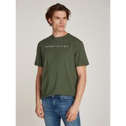 Tommy Jeans T-Shirt »TJM REG LINEAR LOGO TEE EXT« mit Markenlabel Fatigue Green XL XL Regular Fit Passform: Lässig und bequem, ideal für den Alltag