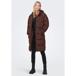 Only Steppmantel »ONLAMANDA LONG PUFFER COAT« mit Kapuze Chestnut L (40) L (40) Langer Puffermantel von Only