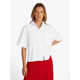 Tommy Hilfiger Kurzarmshirt »POPLIN BOXY SHORT S/S SHIRT« mit Brusttasche, Logostickerei Optic White 40 40 Hemdbluse von Tommy Hilfiger