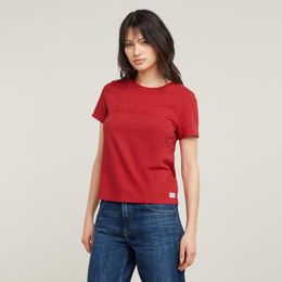 G-Star Raw G-Star Damen G-STAR T-Shirt &raquo;G-Script Shiny R&laquo; mit Ton-in-Ton Schriftzug rot XS