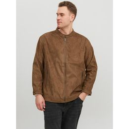Jack & Jones PlusSize JACK & JONES PLUSSIZE Bikerjacke »JJEROCKY CLEAN JACKET NOOS PLS« Cognac 6XL 6XL Coole Bikerjacke in Lederoptik von Jack & Jones Plus Size