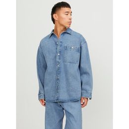 Jack & Jones JACK & JONES Langarmhemd »JORSANTORINI DENIM OVERSHIRT LS SN« Light Blue Denim M - N-Gr N-Gr M Cooles Hemd von Jack & Jones