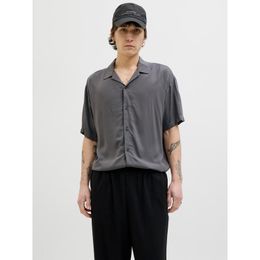 Jack & Jones Jack & Jones Damen Kurzarmhemd &raquo;JJEJEFF SOLID RESORT SHIRT S/S SN&laquo; mit Resort Kragen grau XS, N-Gr
