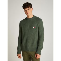 Tommy Jeans Rundhalspullover »TJM REG BADGE TEXTURED CNECK EXT« in Unifarbe Fatigue Green 3XL 3XL Pullover von Tommy Jeans