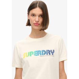 Superdry Kurzarmshirt »RAINBOW LOGO RELAXED T SHIRT« Cream XL XL Bedrucktes Shirt von Superdry mit Logodruck