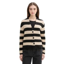 Tom Tailor Denim Cardigan mit Streifenmuster beige black stripe M (38) M (38) Cardigan von Tom Tailor Denim