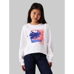 Calvin Klein Jeans Damen Sweatshirt &raquo;Flower Graphic Cn Sweatshirt&laquo;, f&uuml;r Kinder bis 16 Jahre und mit Logodruck wei&szlig; 6 (116)
