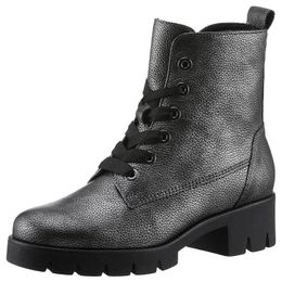 Gabor Schnürstiefelette, Blockabsatz, Plateau, Schnürboots mit Metallic-Effekt grau metallic 41 41 Modische Schnürstiefelette mit zusätzlichem...
