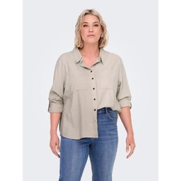 Only CARMAKOMA Langarmbluse »CARYASMIN-CARO L/S LINEN SHIRT PNT« Pumice Stone 46 46 Curvy-Oberteil von Only CARMAKOMA