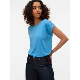 Véro Moda VERO MODA Rundhalsshirt »VMAVA PLAIN SS TOP GAJRS NOOS« Azure Blue L L Kurzarm-Design, ideal für warme Tage oder als Layering-Basis
