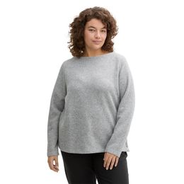 Tom Tailor PLUS Fleecepullover mit U-Boot-Auschnitt medium silver grey melange 46 46 Fleece-Shirt für Damen von Tom Tailor Plus