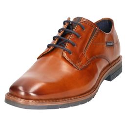 Bugatti Schnürschuh, Businessschuh, Abendschuh mit kleinen Stretcheinsätzen, Weite G cognac used 45 45 Halbschuh in eleganter Karreeform