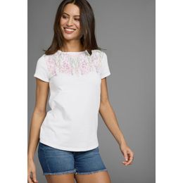 Laura Scott T-Shirt mit romantischen Floralprint in Pastellfarben wei&szlig;-rosa-gebl&uuml;mt 42 42 T-Shirt mit Rundhalsausschnitt - ideal f&uuml;r den l&auml;ssigen Look