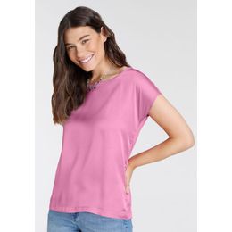 Laura Scott Shirtbluse aus Satin und Jersey hellpink 40 40 Shirtbluse mit lockerem Sitz