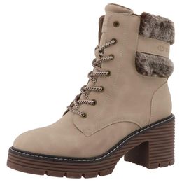 Tom Tailor Damen Tom Tailor Schn&uuml;rstiefelette , Blockabsatz, Schn&uuml;rboots mit Rei&szlig;verschluss f&uuml;r leichten Einstieg beige 41