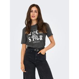 Only Kurzarmshirt »ONLLUCY LIFE S/S TIGERS TOP BOX JRS« Black Print:Rock star S (36) S (36) T-Shirt von Only