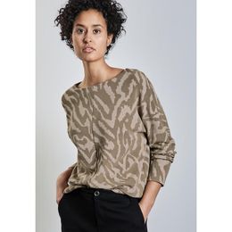 Street One Damen Street One Jacquardpullover mit Two-Tone Jacquard beige 44