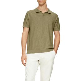s.Oliver Poloshirt mit Strick Muster khaki L L Polo Shirt von s.Oliver