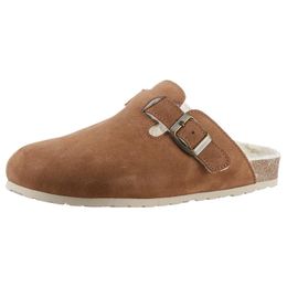 ANISTON SHOES Clog »Esc«, Hausschuh, Schlappen, Homeslipper mit Warmfutter braun 39 39 Clog mit verstellbarer Schnalle