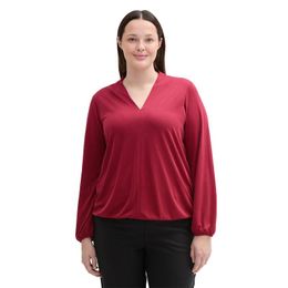 Tom Tailor PLUS Langarmshirt mit V-Ausschnitt Deep Red 52 52 Longsleeve von Tom Tailor PLUS