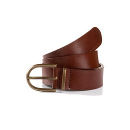 Tom Tailor Lederg&uuml;rtel &raquo;TTSYLKE&laquo; 3 cm breiter Dameng&uuml;rtel, Schlie&szlig;e im Vintage-Look, reines Leder brown uni