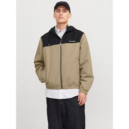 Jack & Jones JACK & JONES Blouson »JJELEGACY LIGHT JACKET HOOD NOOS« mit Kapuze mit Logo Schriftzug Coriander Detail:BLACK BLOCKING L L Übergangsjacke von Jack...