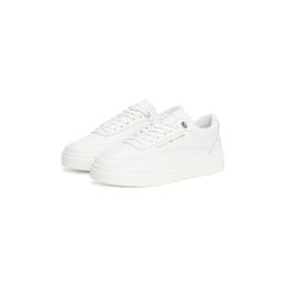 Tommy Hilfiger Plateausneaker »MODERN COURT SNEAKER LTHR«, Freizeitschuh, Halbschuh, Schnürschuh mit Kontrast-Logo weiß 37 37 Schnürer mit weich...