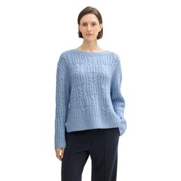 Tom Tailor Strickpullover mit Zopfmuster calm blue melange S (36) S (36) Pullover für Damen von Tom Tailor