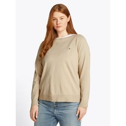 Tommy Hilfiger Curve Strickpullover »CRV CO JERSEY STITCH LS B-NK SWT« in Großen Größen, Logostickerei Sandalwood 52 52 Pullover von Tommy Hilfiger...