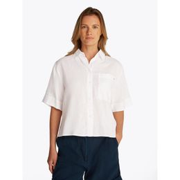 Tommy Hilfiger Kurzarmshirt »ESS LINEN RELAXED S/S SHIRT« mit Brusttasche, Logostickerei, kühlendes Premium Leinen Optic White 36 36 Hemdbluse von...