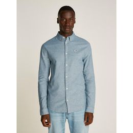 Tommy Jeans Langarmhemd &raquo;TJM Slim Stretch Oxford Shirt&laquo; mit Flaglabel auf der Brust Deep Seawater M - N-Gr N-Gr M Angenehmes Oxfordgewebe
